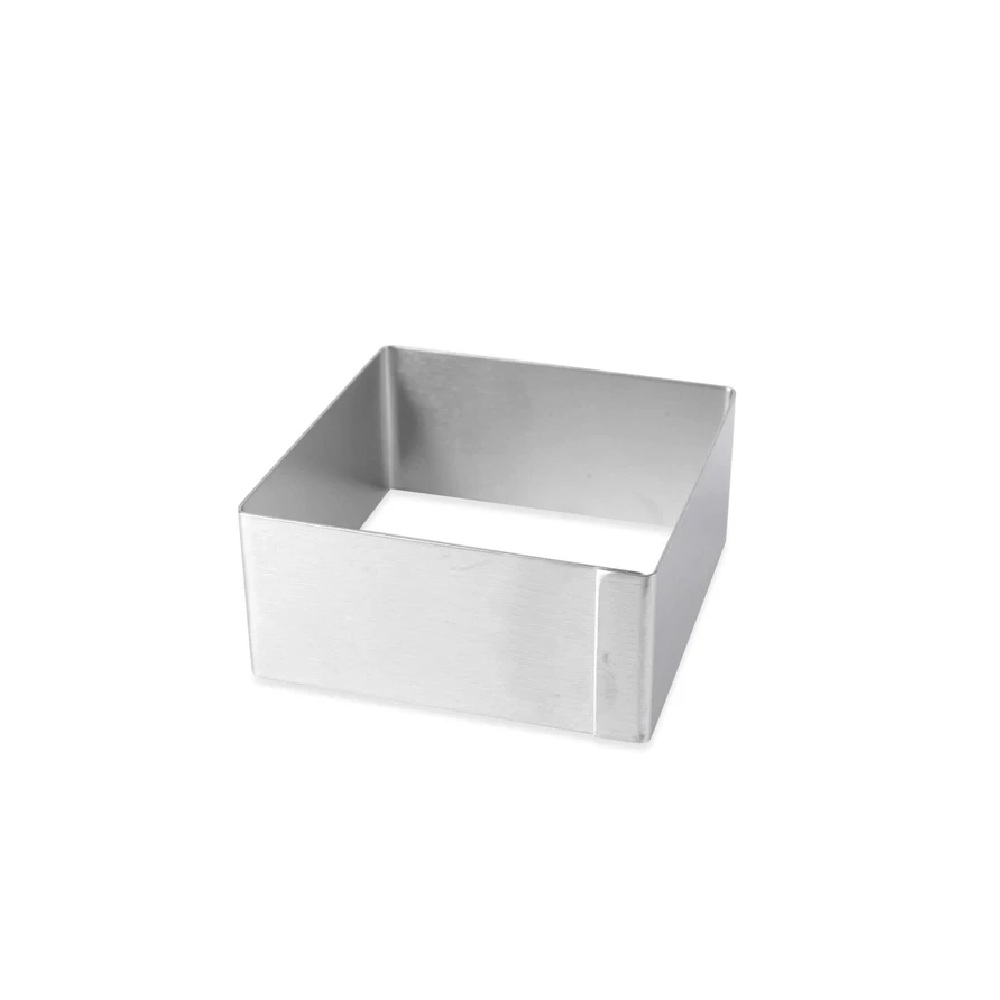 Molde cuadrado en acero inoxidable de 8X 8 X 4 cm